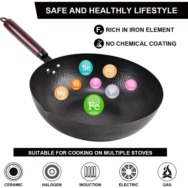 Anadea Carbon Steel Wok Set with Lid | Wayfair